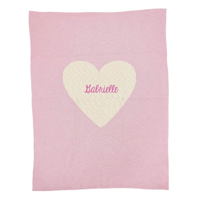 Personalized Baby Blanket - Chunky Pink Heart - You Name It Baby!