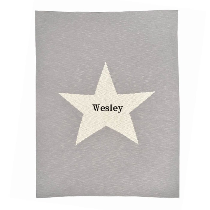 Personalized Baby Blanket - Chunky Grey Star - You Name It Baby!