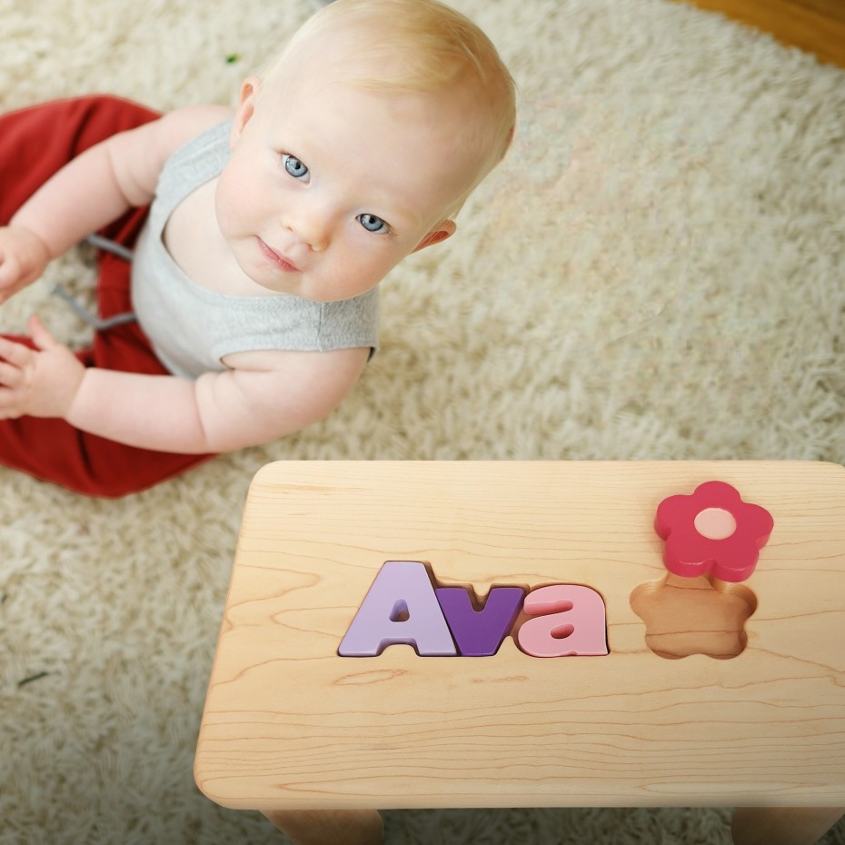 Personalized Kids Wood Name Puzzle Stools- You Name It Baby!