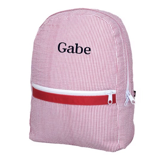 Red Seersucker Toddler Personalized Backpack - You Name It Baby!